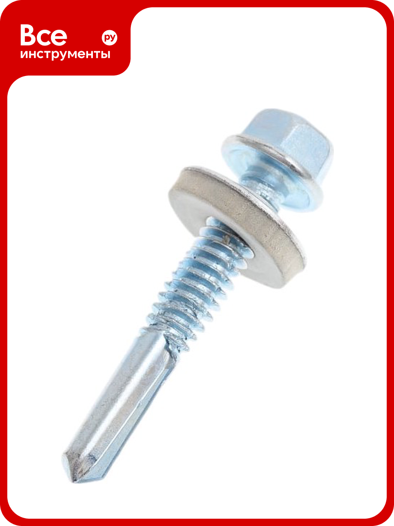 Кровельный саморез креп-комп с увеличенным сверлом, сталь, оцинкованное покрытие, шестигранная головка, пресс‑шайба