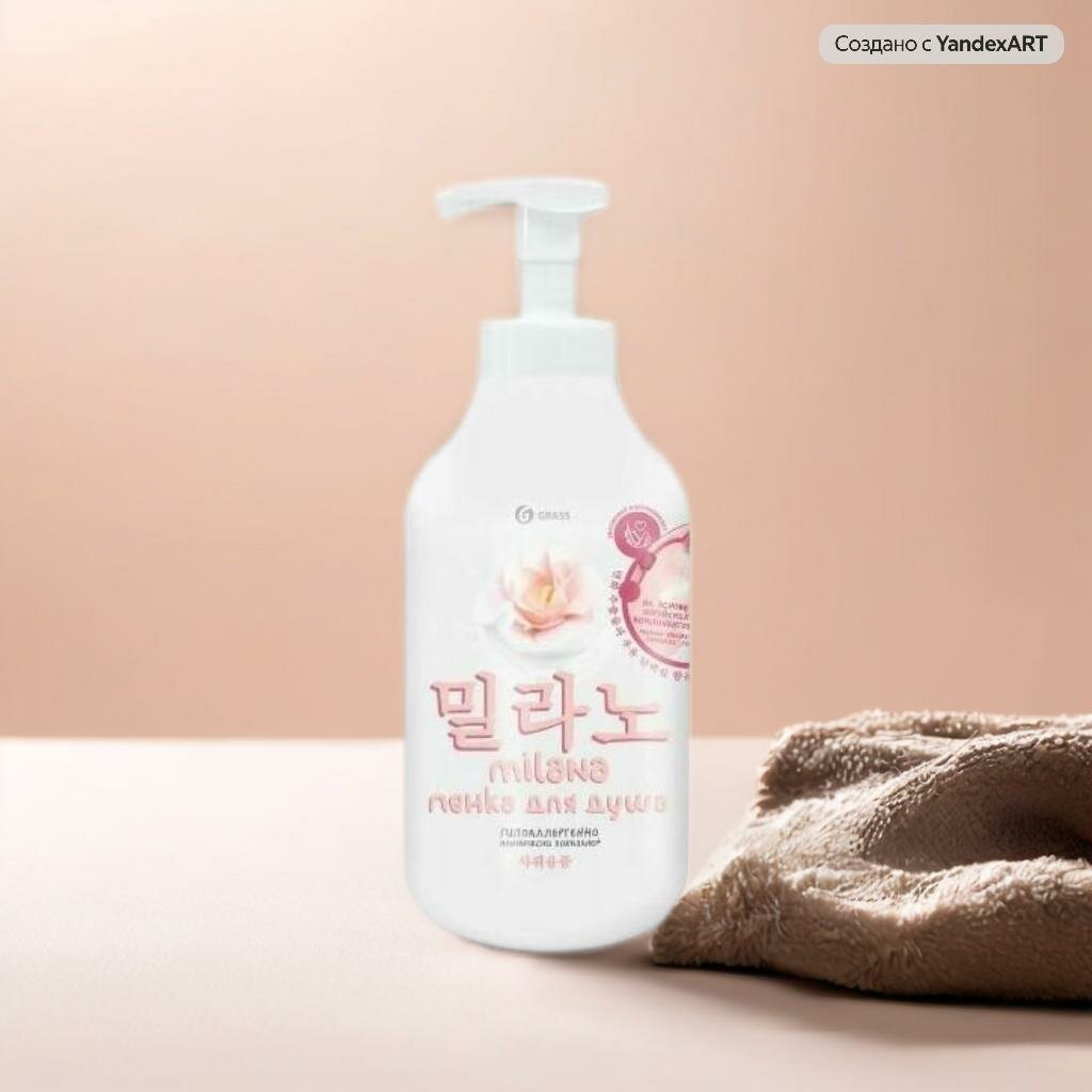 Гель-пенка для душа Grass Milana, Хлопок и молочный протеин, 750 мл