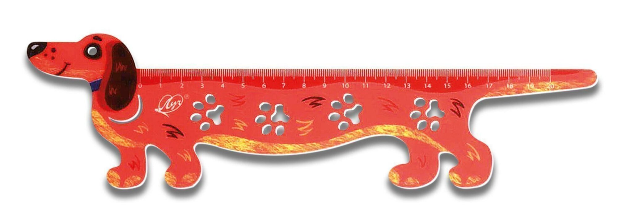 Линейка 1 шт Луч такса фигурная 20 см пластик тонированный, красная, с европодвесом