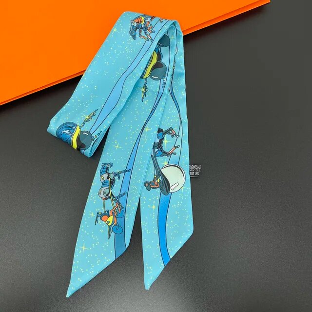 2025 брендовый дизайнерский Новый Шелковый шарф из веревки роскошный шарф женский фуляр узкие Сумки Шарфы модная повязка на голову шейный платок для женщин