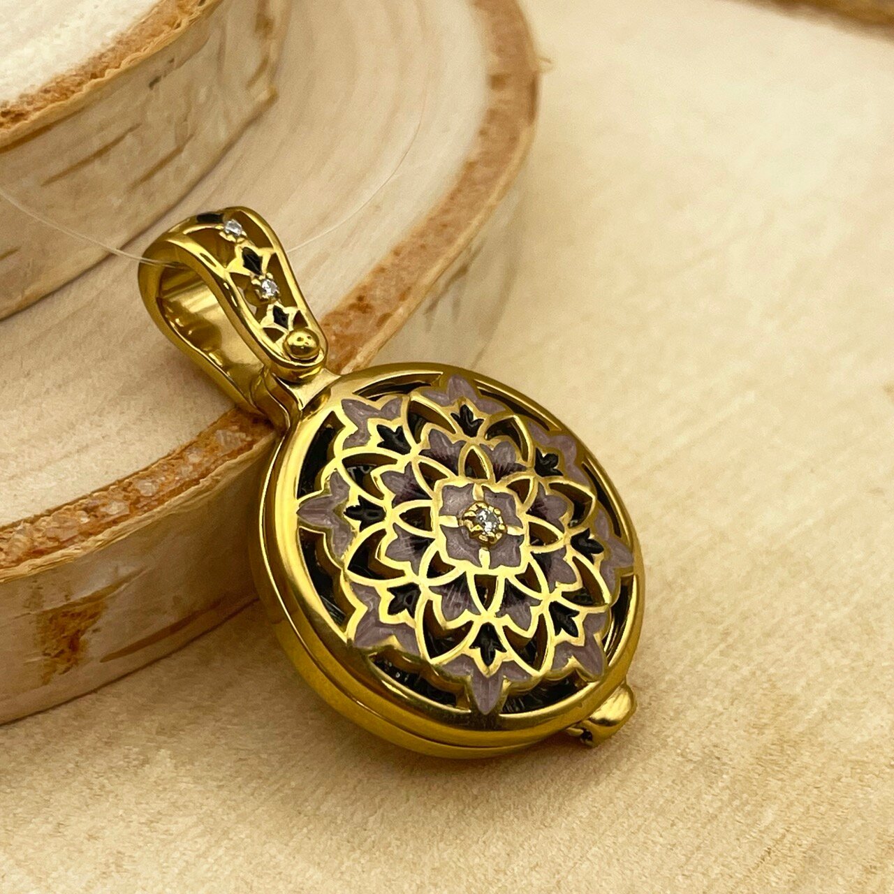 Подвеска, серебро, 925 проба, чернение, золочение, оксидирование, эмаль, фианит