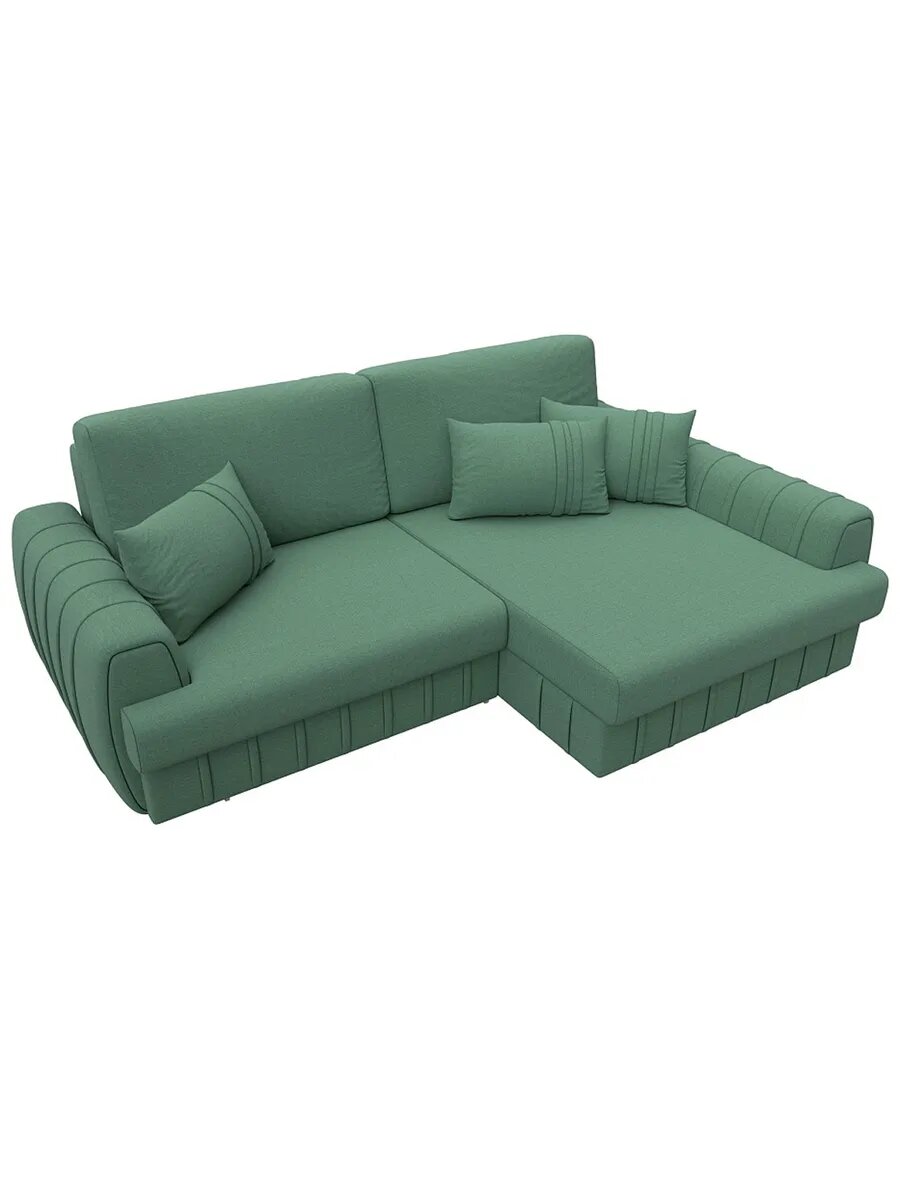 Диван угловой Монако, 240x93x163 см, со спальным местом 143х195 см, пружинный матрас, ящик для белья, угол справа, рогожка