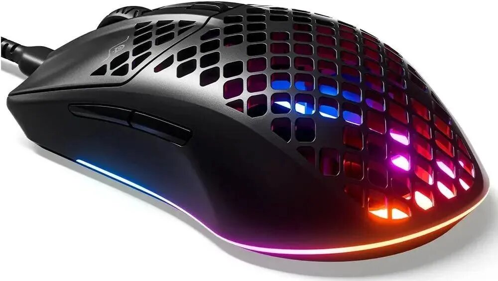 Мышь проводная SteelSeries Aerox 3, игровая, оптическая, USB, 8500dpi, черный (62599), 35G, TrueMove Core