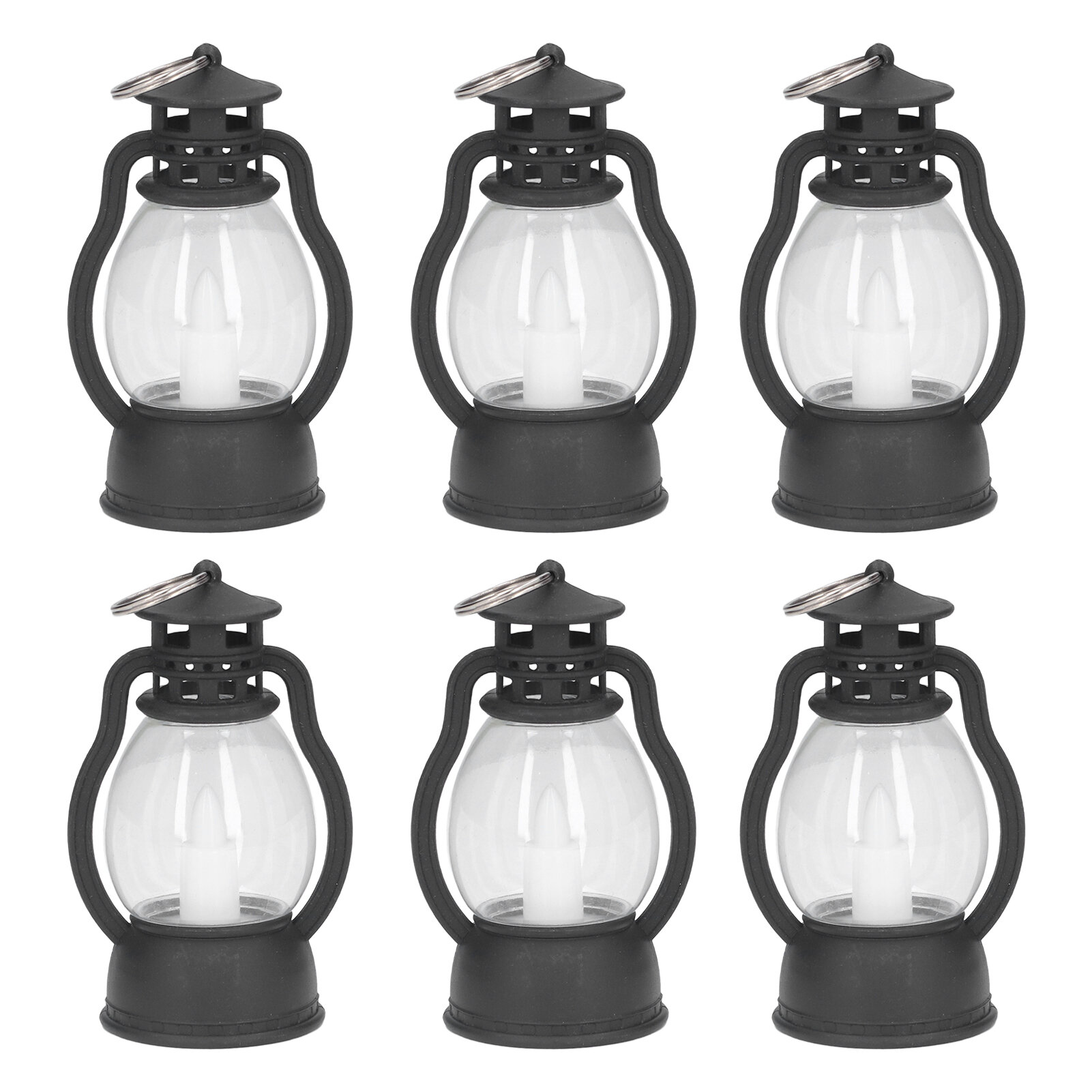6Pcs Electric Lantern Vintage Lamp Battery Operated Light Home Decoration for Party Black