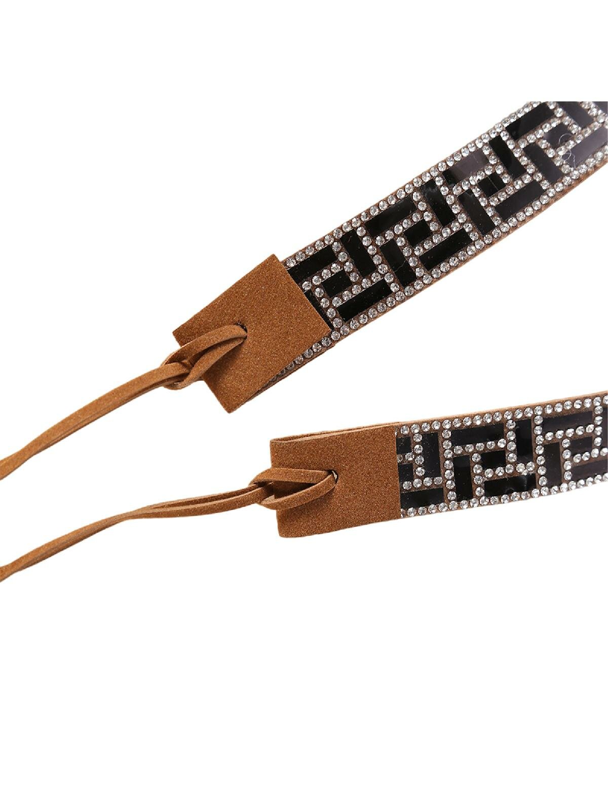 Декоративный пояс для ковбойских шляп с этническим узором и стразами