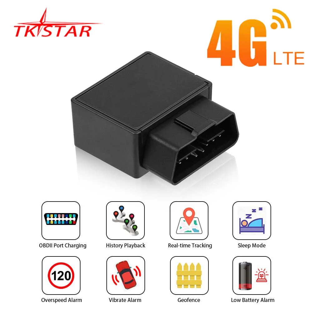 4G TKSTAR GPS трекер Автомобильный OBDII 16PIN OBD TKSTAR 4G Мини GPS трекер GSM OBD2 4G устройство слежения GPS локатор OBDII бесплатное приложение With Box