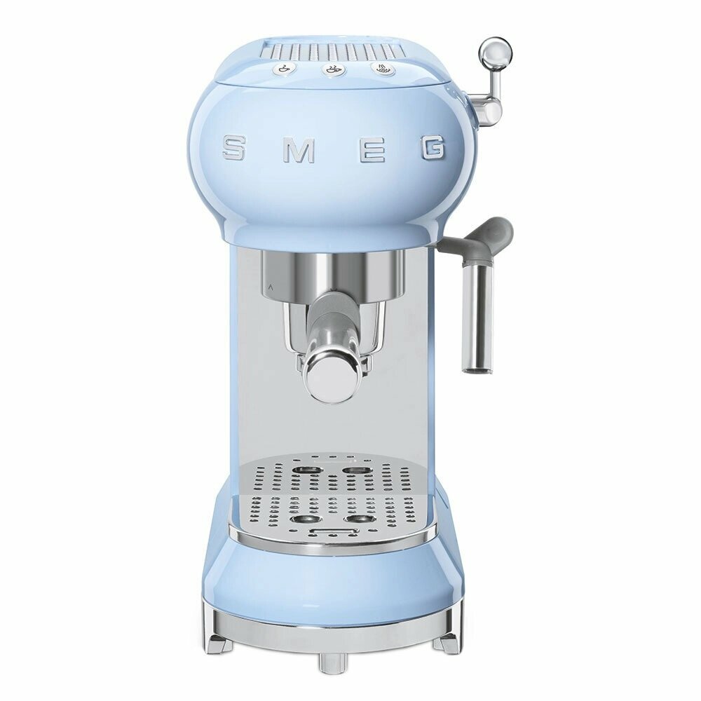 Кофемашина Smeg ECF01PBEU, нержавеющая сталь, пастельно-голубая