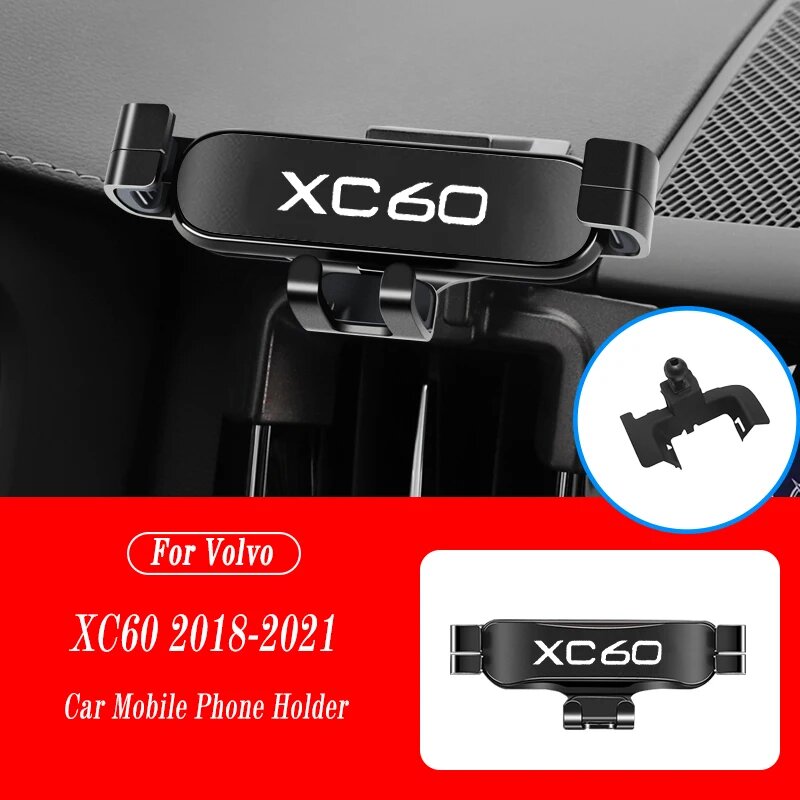 Автомобильный держатель мобильного телефона для Volvo XC60 XC 60 2009-2021, крепления для вентиляционных отверстий, подставка, GPS, гравитационный навигационный кронштейн, автомобильные аксессуары XC60 Black 18-21