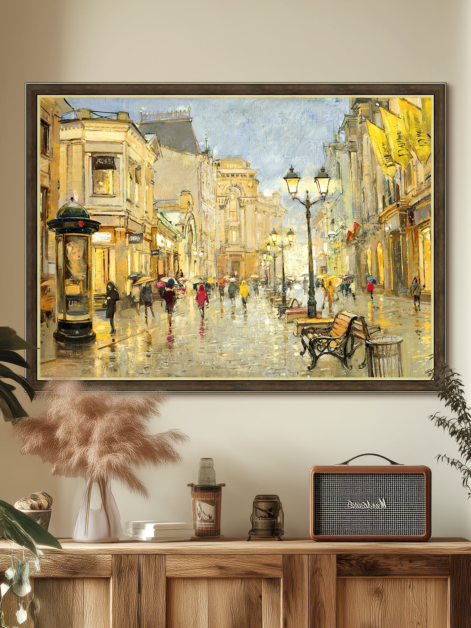 Картина на стену для интерьера в раме "Кузнецкий мост 2", 57х77 см, Графис