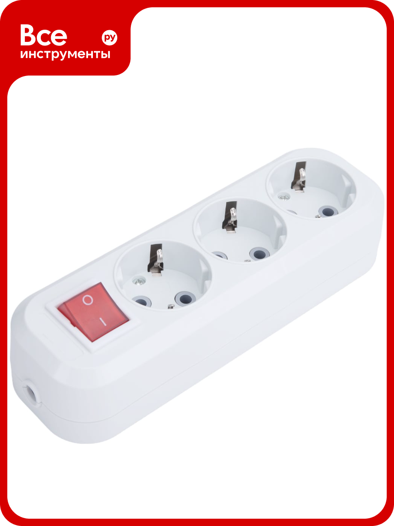 Колодка IN HOME УЗВ-3-GRAND трехместная с выключателем и заземлением 5230 4690612035284