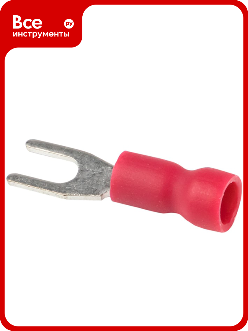 Вилочный изолированный наконечник EKF PROxima НВИ 1.5‑3, 50 шт, пВХ‑изоляция, пластик‑металл, красный цвет
