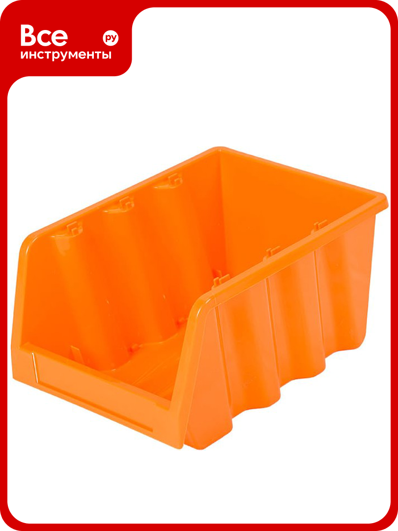 Лоток для метизов из прочного полипропилена оранжевого цвета для удобного хранения мелких деталей и комплектующих в рабочем месте и мастерской