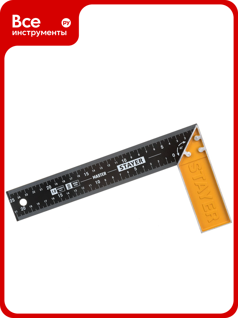 Столярный угольник STAYER 250 мм со стальным полотном_z02, для подвешивания