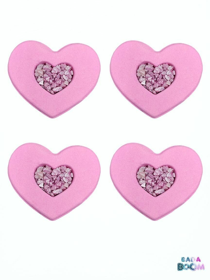 Набор бомбочек для ванны с солью и шиммером BADA BOOM LOVE BOMB PINK (аромат Иланг-иланг) 4 шт. по 230 гр