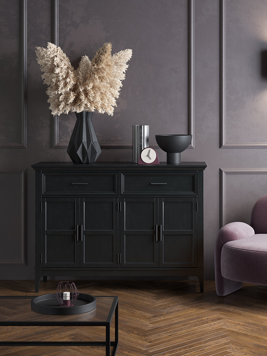 Тумба ММЦ Гостиная Квадро-С 42 (блэк 9) из массива сосны, 2 ящика