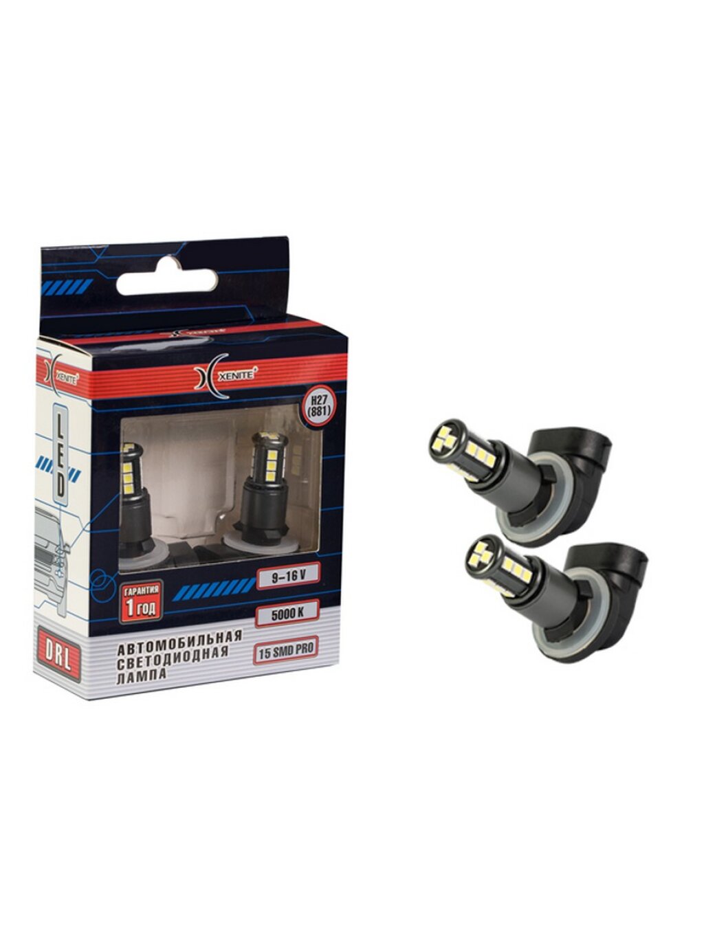 Лампа светодиодная Xenite H27 12V, 1009606, 2 шт