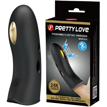 Baile Pretty Love Marico, черная Вибронасадка на палец с электростимуляцией