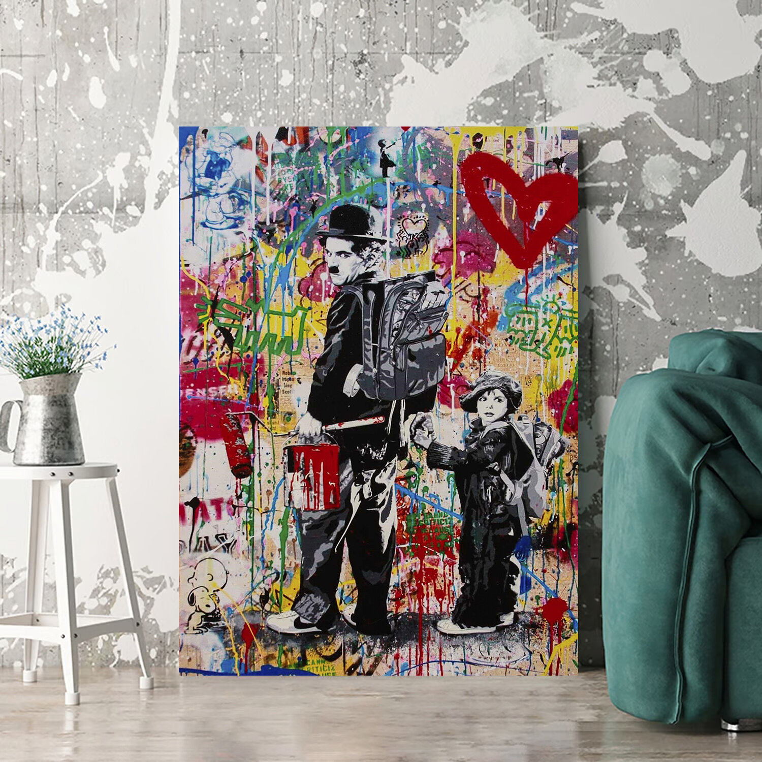 Картина интерьерная - "Граффити, поп арт, Бэнкси", 60х80 см.