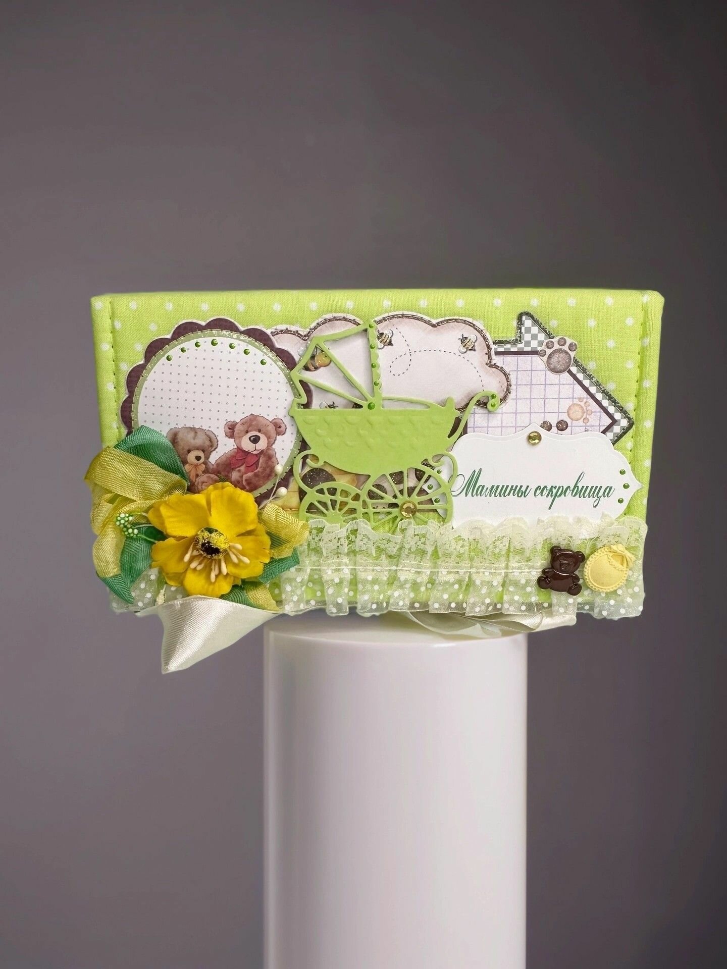 Шкатулка "Мамины сокровища", размеры: 19×10×6 см, ручная работа