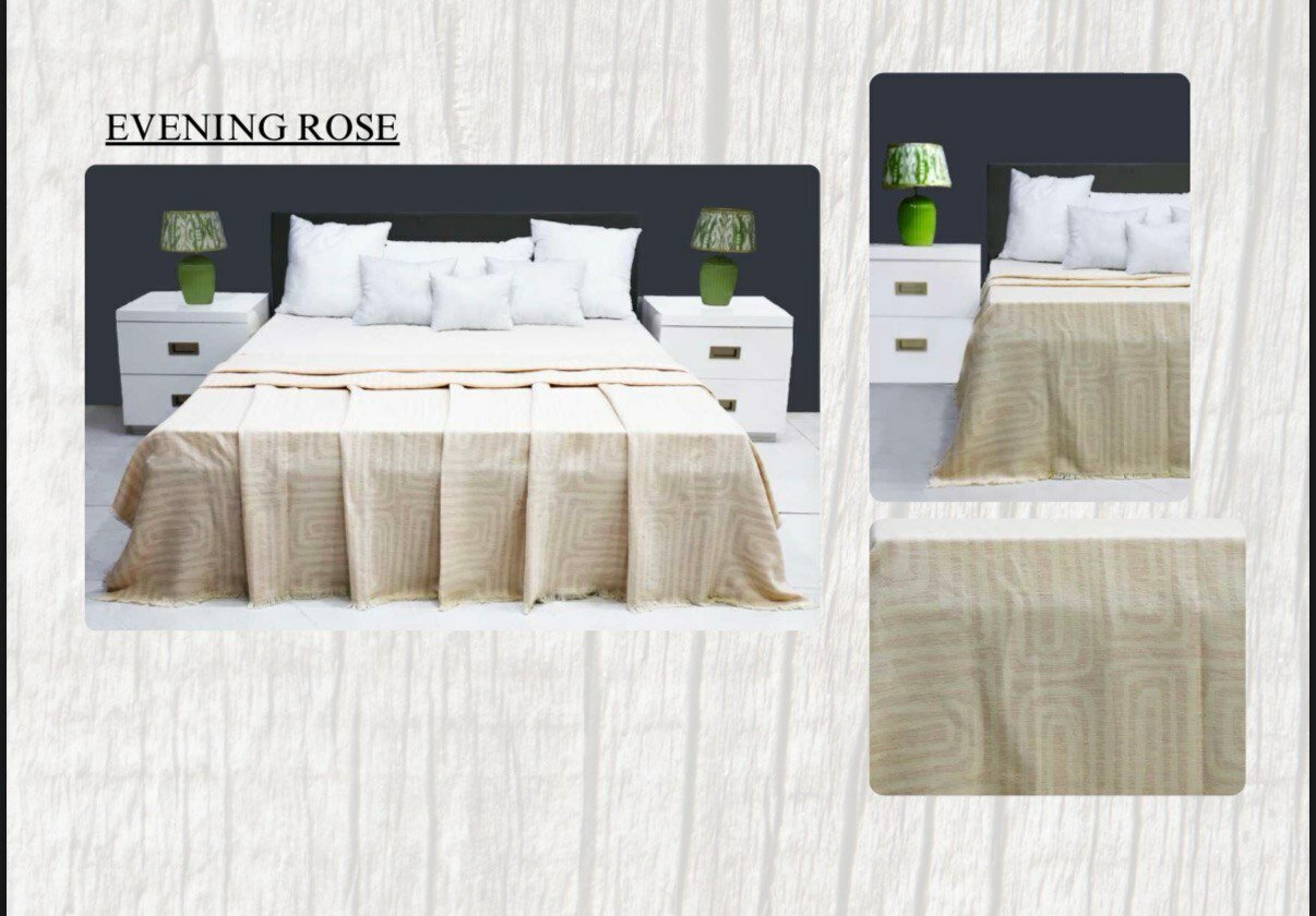 - EVENING ROSE - Нежное покрывало 240*260, Хлопок, Индия, KIGVA HOME