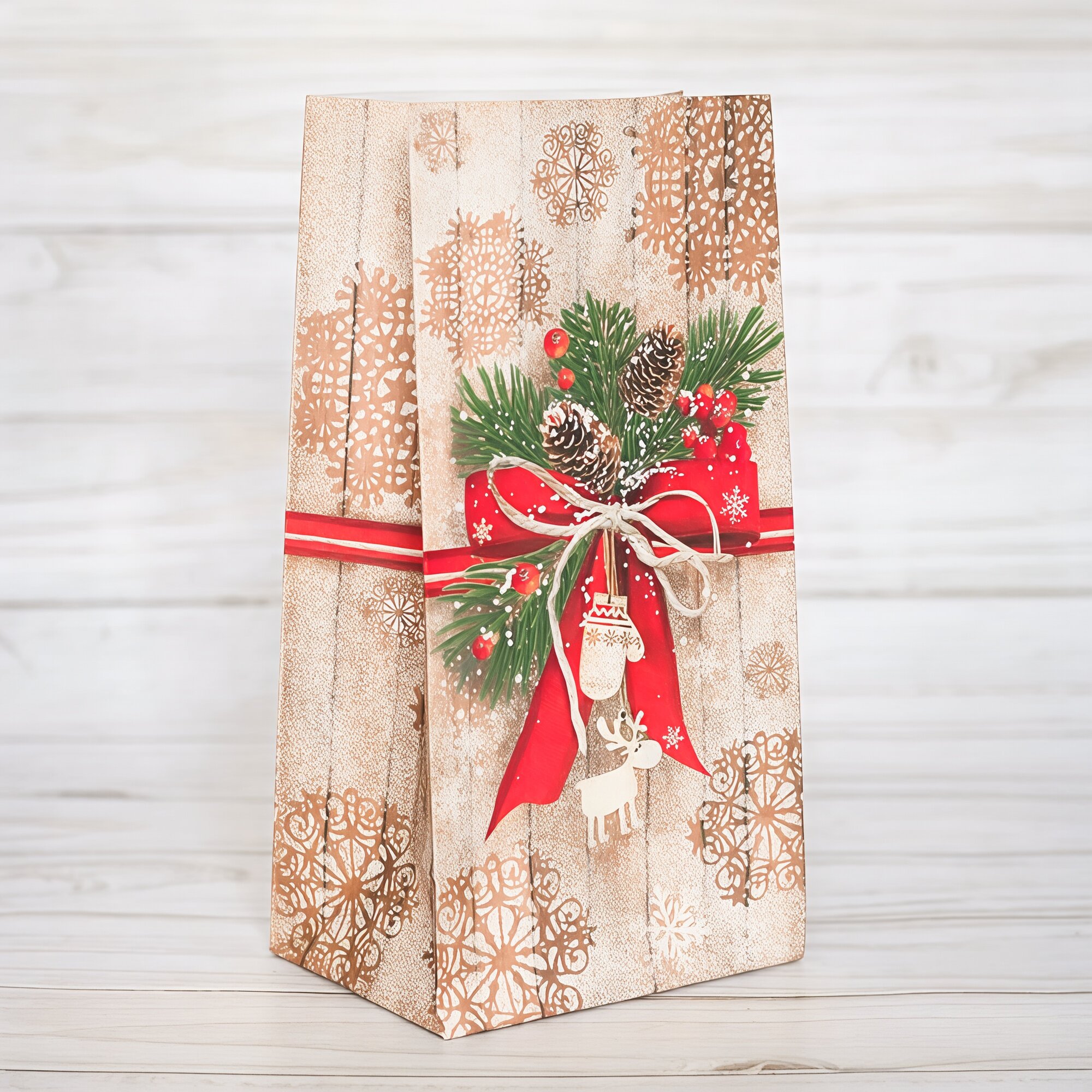 Пакет без ручек «Стильный подарок», 10 × 19,5 × 7 см