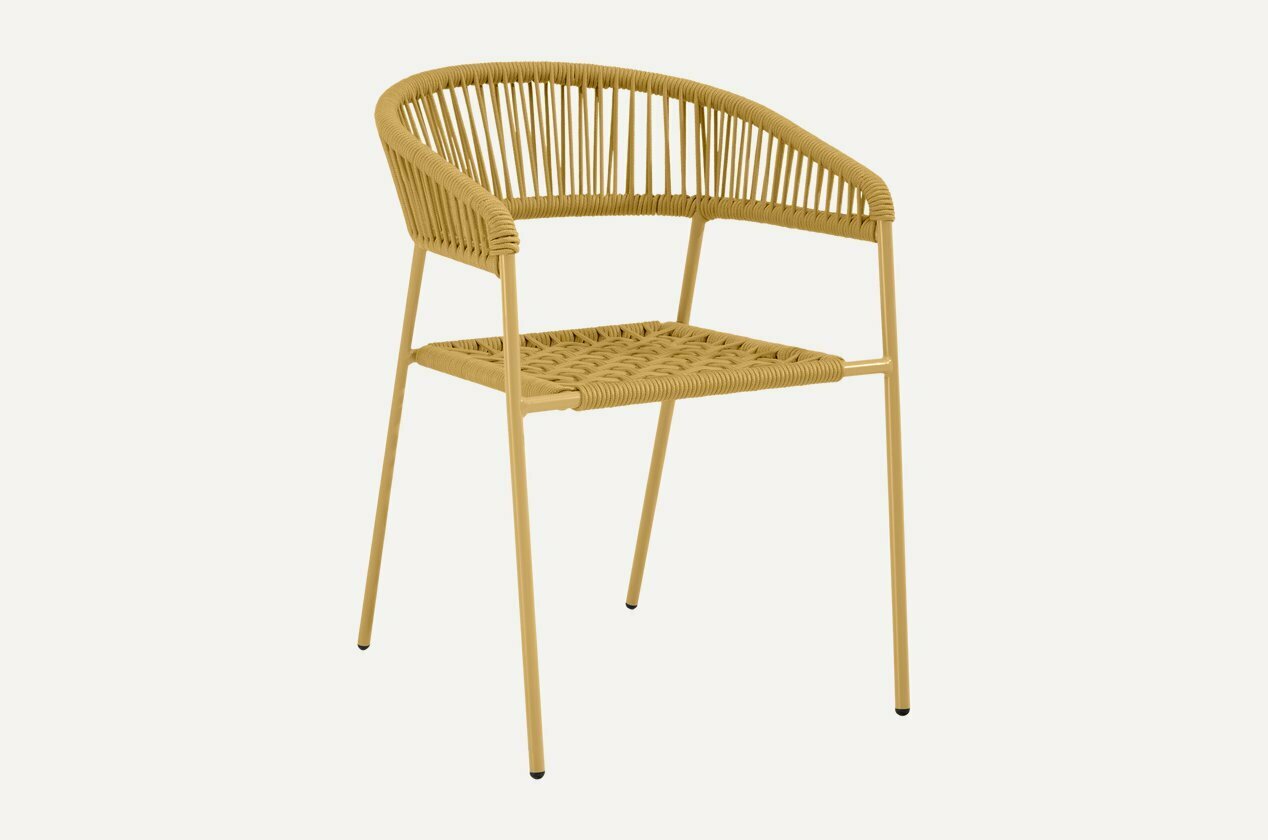 Стул садовый Divan.ru Конрад Желтый, металл/роуп, 57х60х77 см, желтый