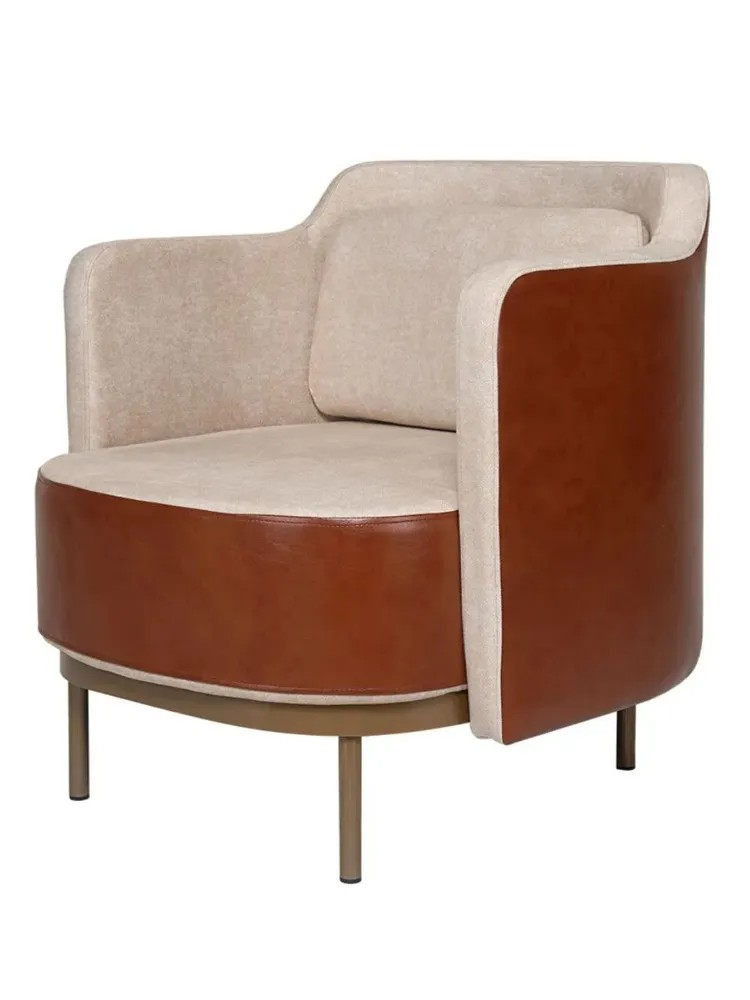 Кресло лион 80х78х78 см, нераскладное, бежевый велюр/коричневая экокожа