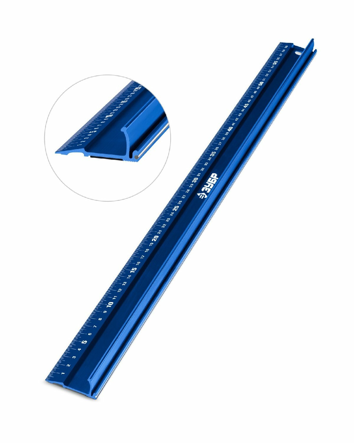 Линейка ЗУБР усиленная алюминиевая 600 мм со стальной направляющей для резки и разметки Профессионал