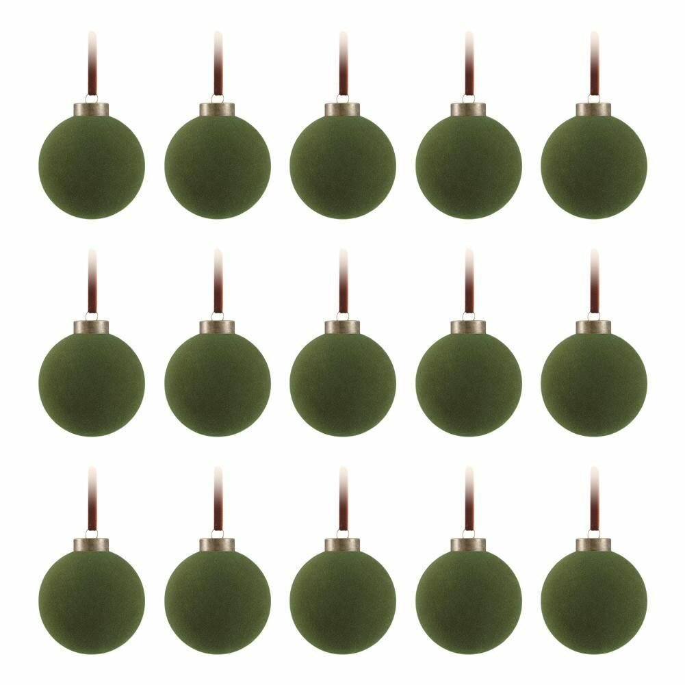 Набор бархатных фенечек для елки, 15 штук.