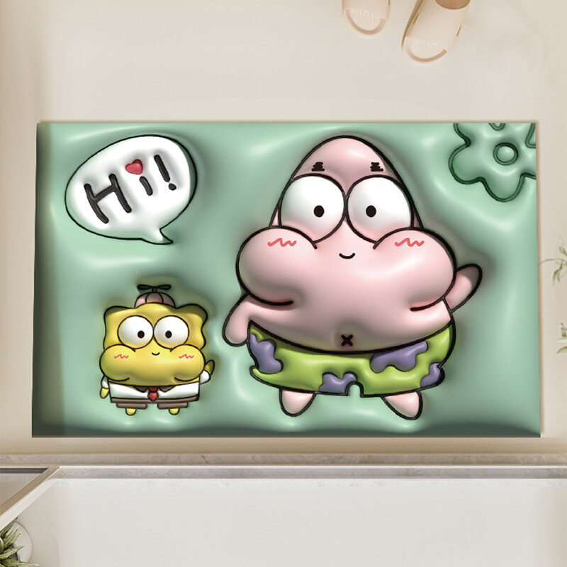 SpongeBob/Patrick Star, Зеленый Коврик для пола, из диатомовой грязи, плоский 3D, 40x60 см