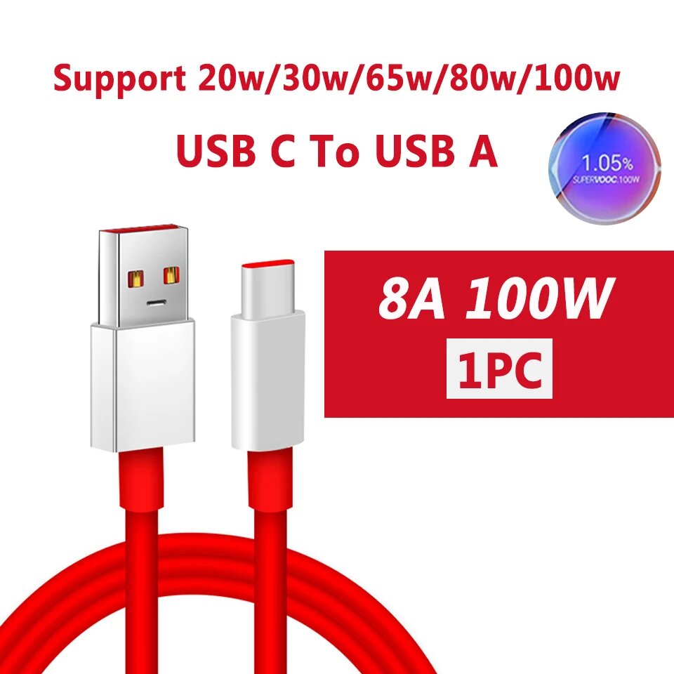 Комплект Из 2 Оригинальных Кабелей Oneplus Supervooc 100W 150W USB Type C Для 1.5m, 1pc usb c to a