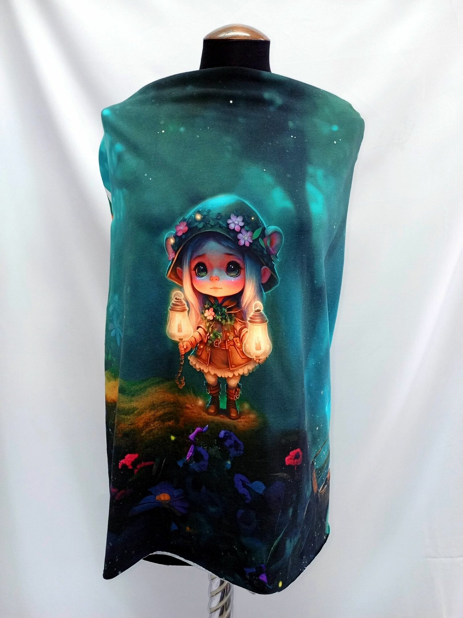 Трикотаж кулирка с лайкрой купон "Фея с фонариком" ткань для шитья, высота 73см ширина 180см