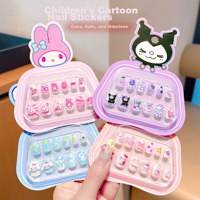 JEPPE Cartoon Nail Stickers, Baby Wearable Nails, Safe And Non-Toxic, Cute Nail Art Stickers for Little Girls, Children's New Year Gift