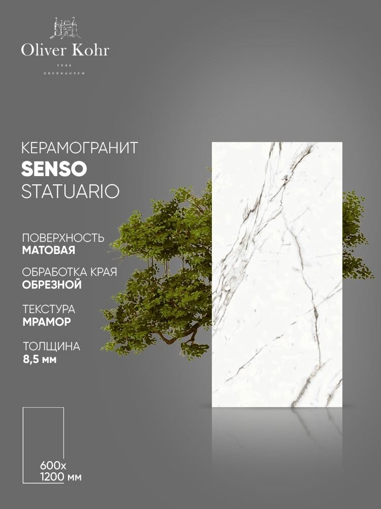 Керамогранит Oliver Kohr Senso Statuario OK000689541 Matt 60x120