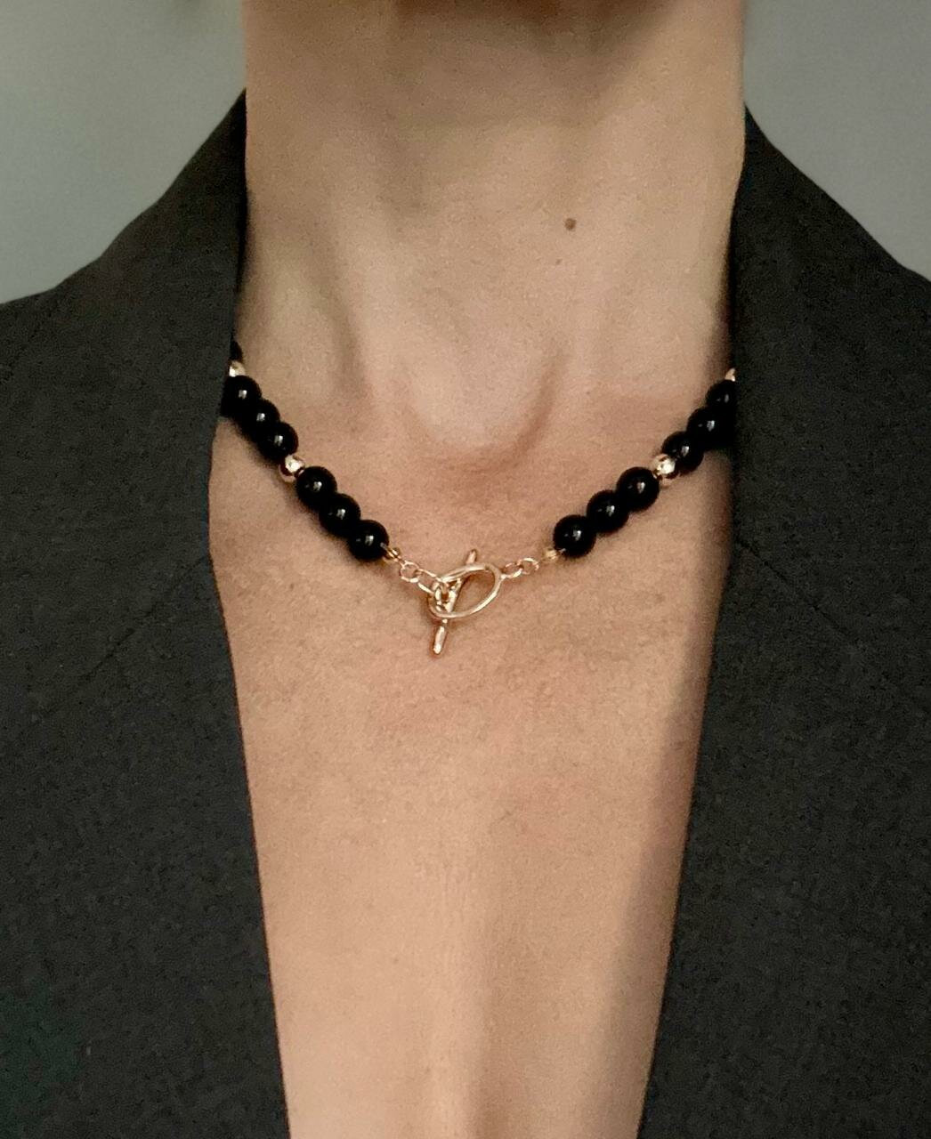 Колье, агат, оникс