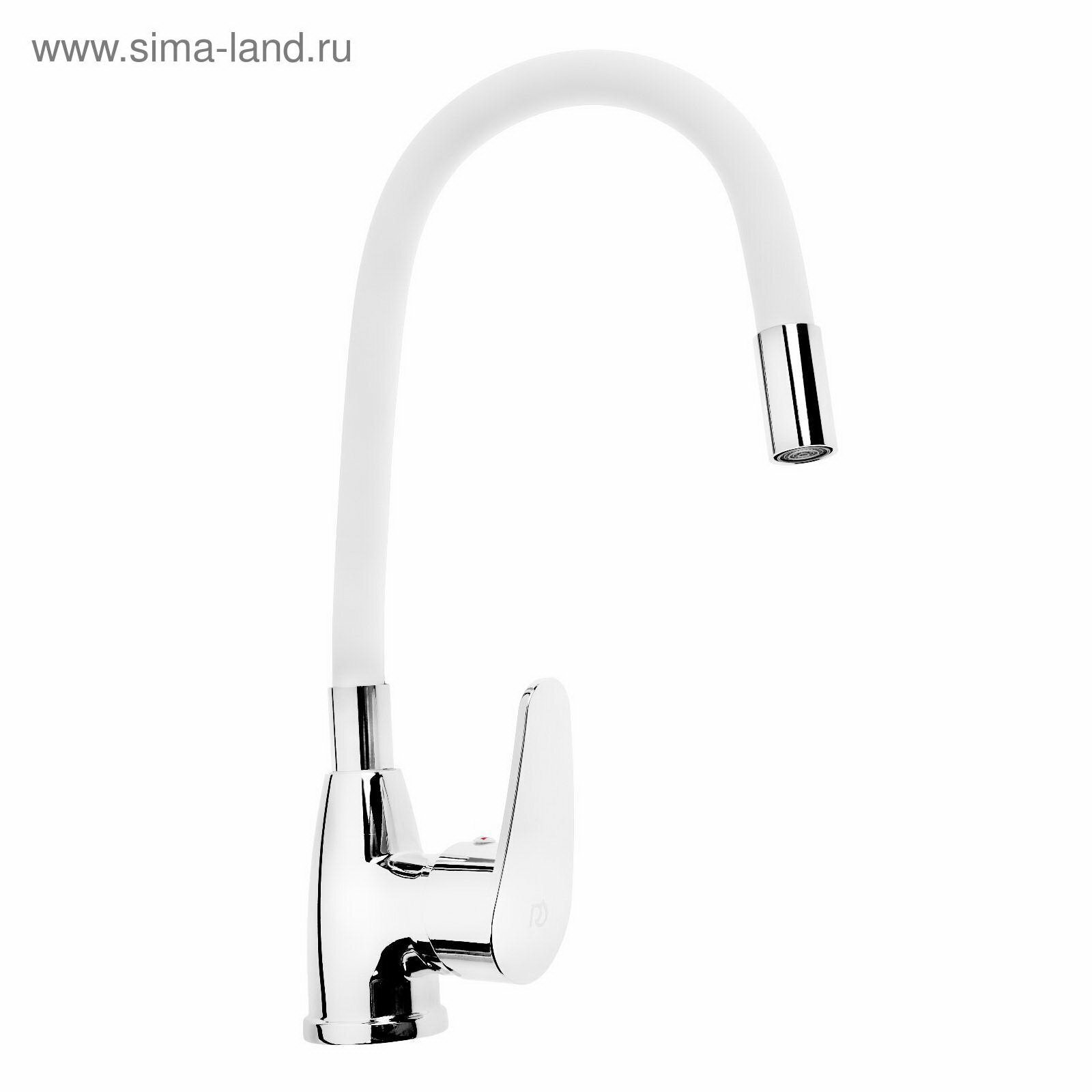 Смеситель для кухни RC014W, однорычажный, гибкий излив, цинк, белый, хром