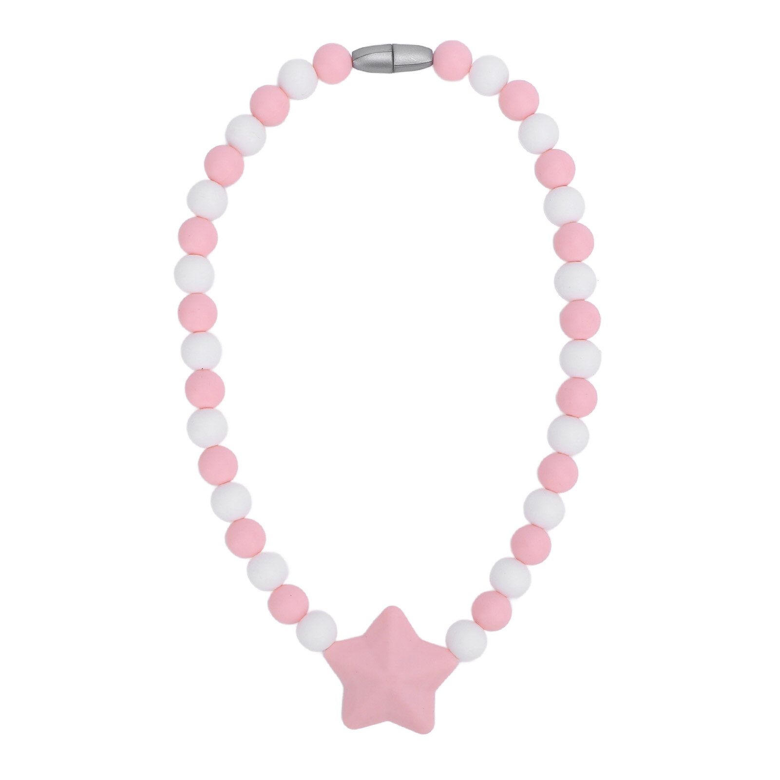 Сенсорное силиконовое ожерелье для детей с регулируемым ремешком, легко моется, прочное, розовое, стильное, аксессуар для прорезывания зубов