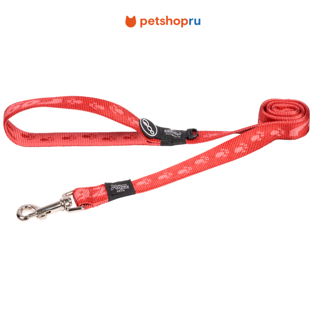 Rogz поводок "Alpinist", р-р M, ш: 1,6см, дл: 1,4м, красный