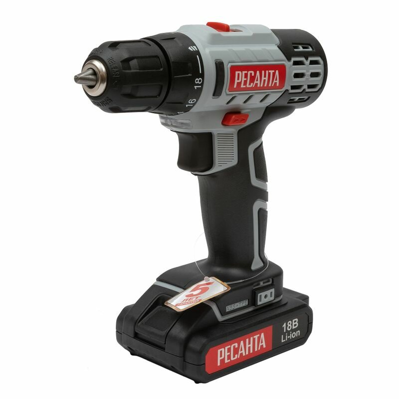 Дрель-шуруповерт Ресанта ДА-18-2ЛК 18В 2х2 Ач