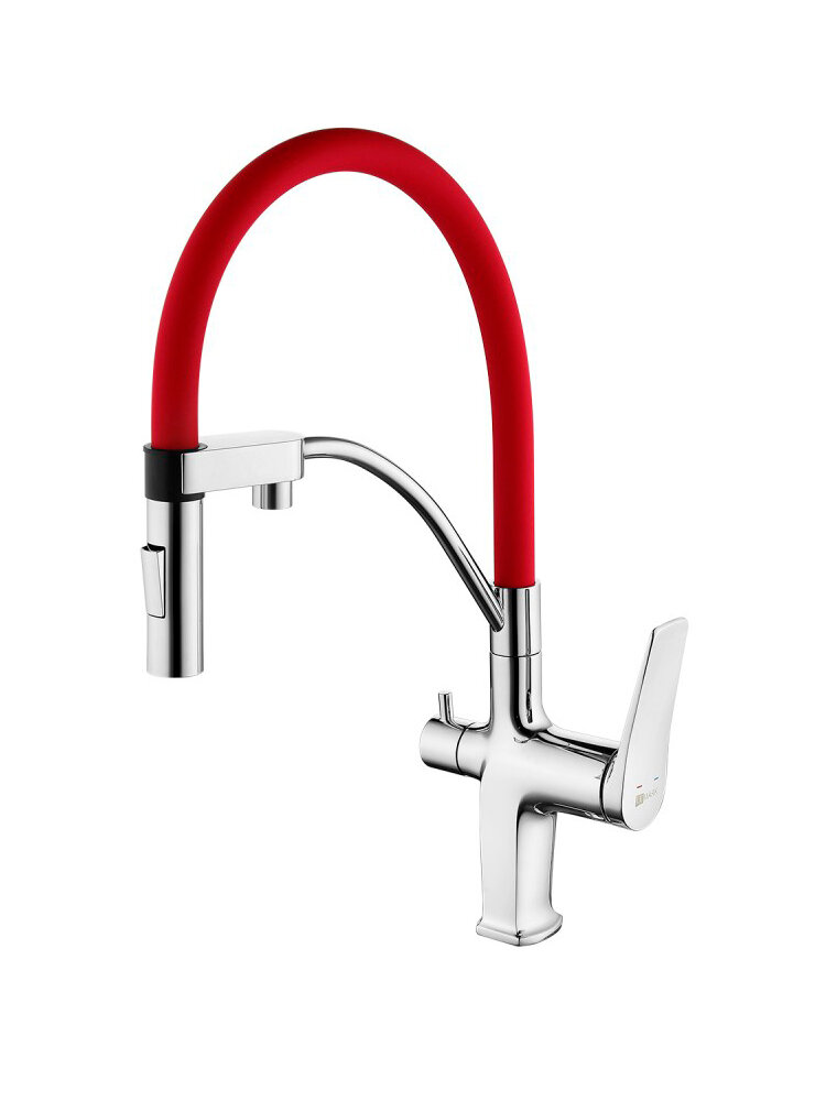 Смеситель для кухни с подключением к фильтру с питьевой водой Lemark Comfort LM3074C-Red