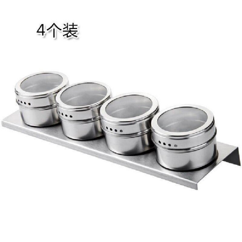 Банка для приправ, нержавеющая сталь, магнитная, прямоугольная, 4 шт