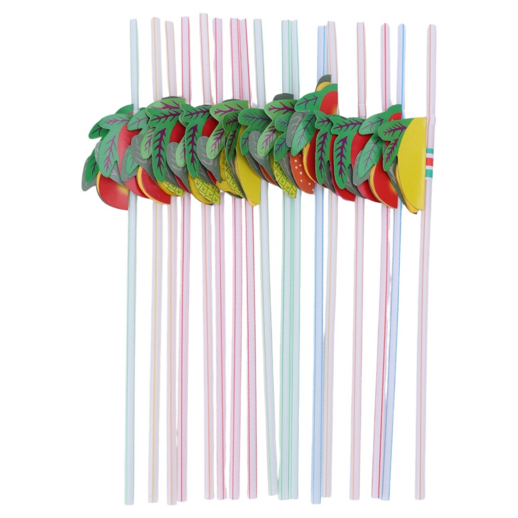 1 упаковка из 50 цветных художественных соломинок, одноразовых соломинок в форме фруктов или зонтиков