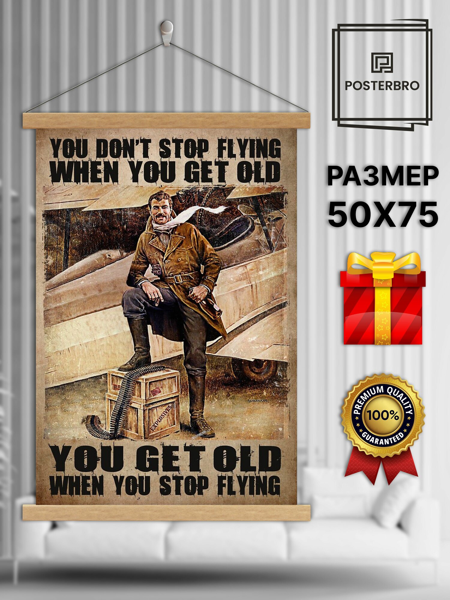 Постер на стену Posterbro интерьерный Авиация, 50*75 в рамке