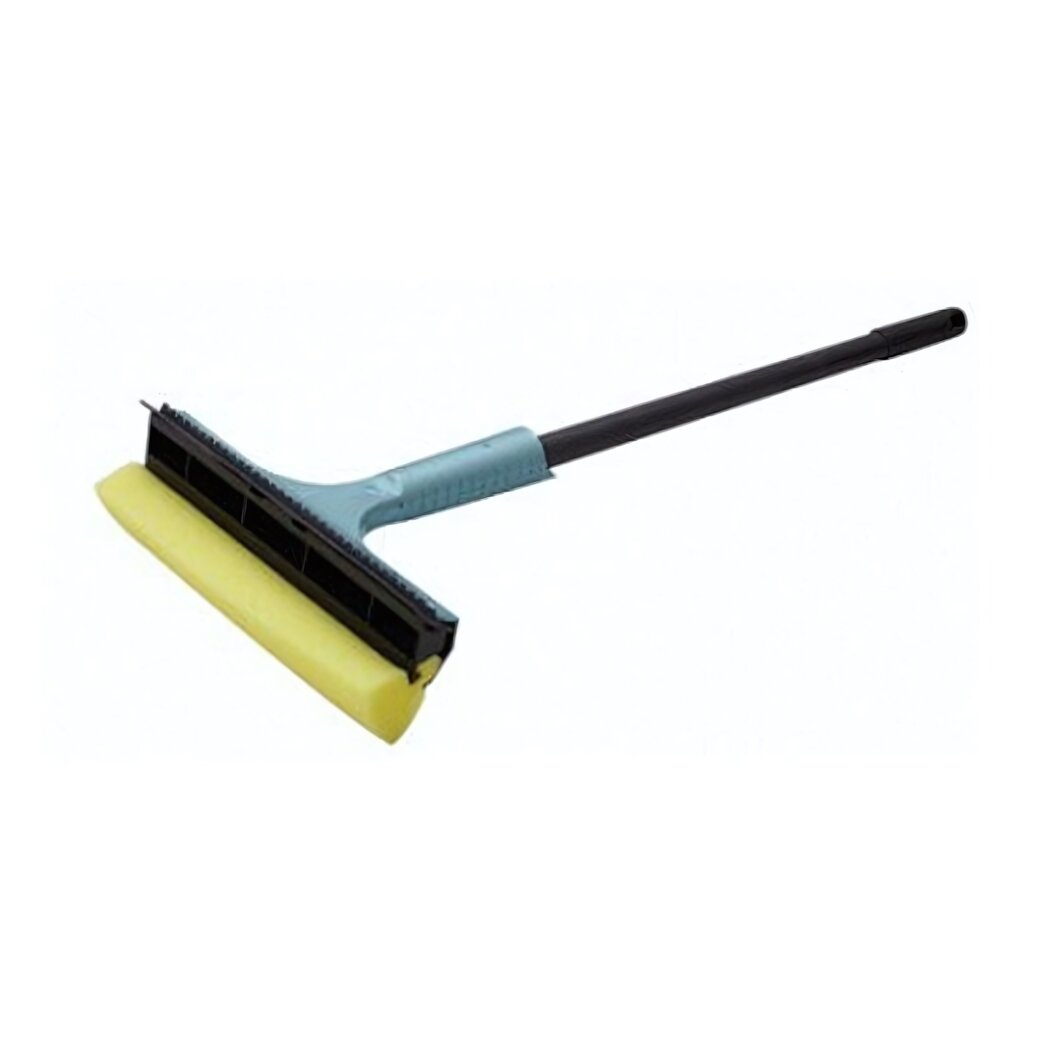 Окномойка с черенком 44см, поролоновая губка и резиновая кромка, цвет небесный