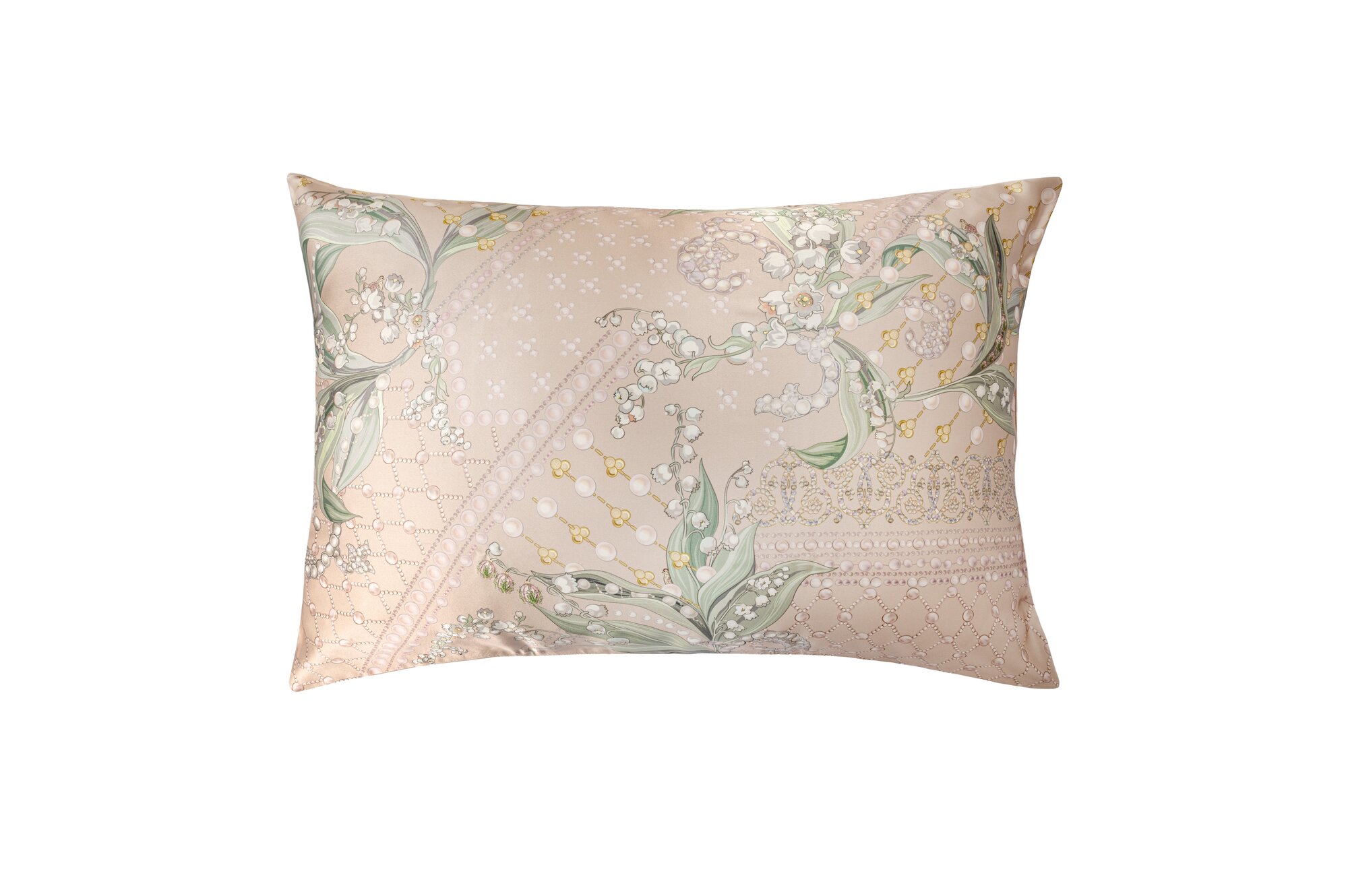 Наволочка Mollen Фаберже Ландыши в пудровом 50х70см , шелк, хлопок