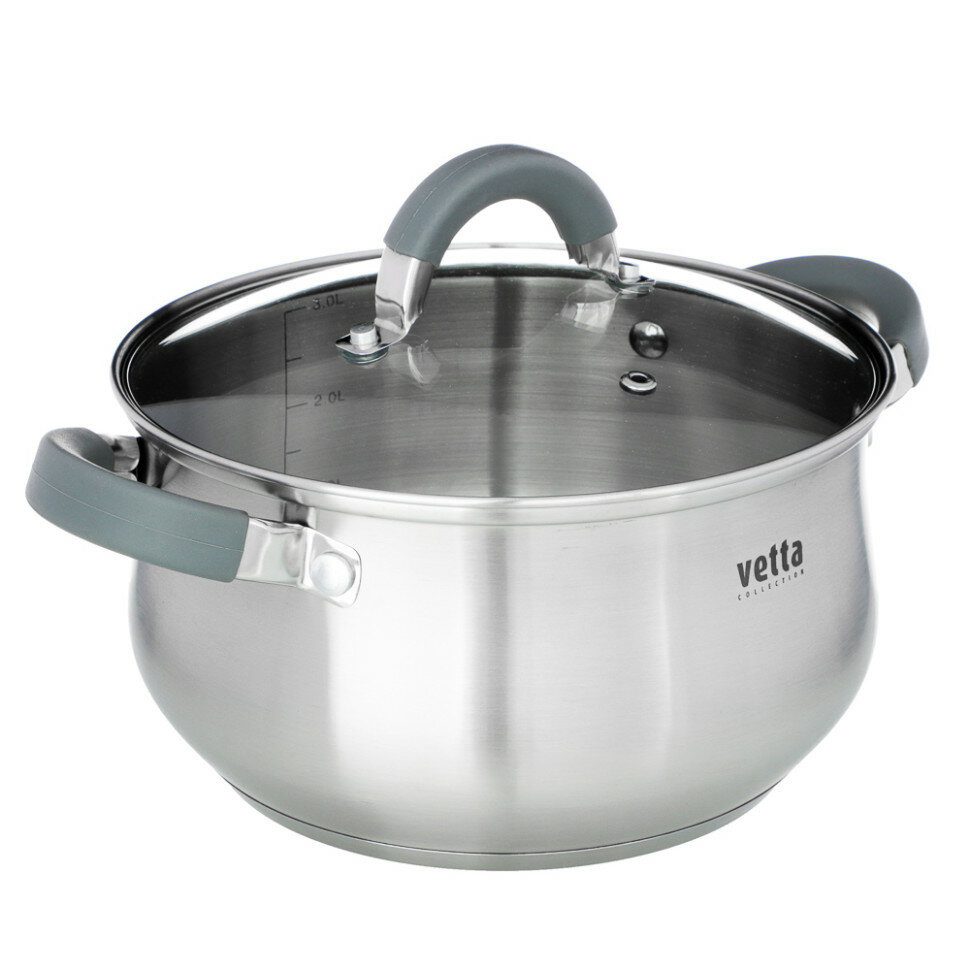 VETTA Вена (822-064), Кастрюля 20х11,5см; 3,6л, со стеклянной крышкой, индукция