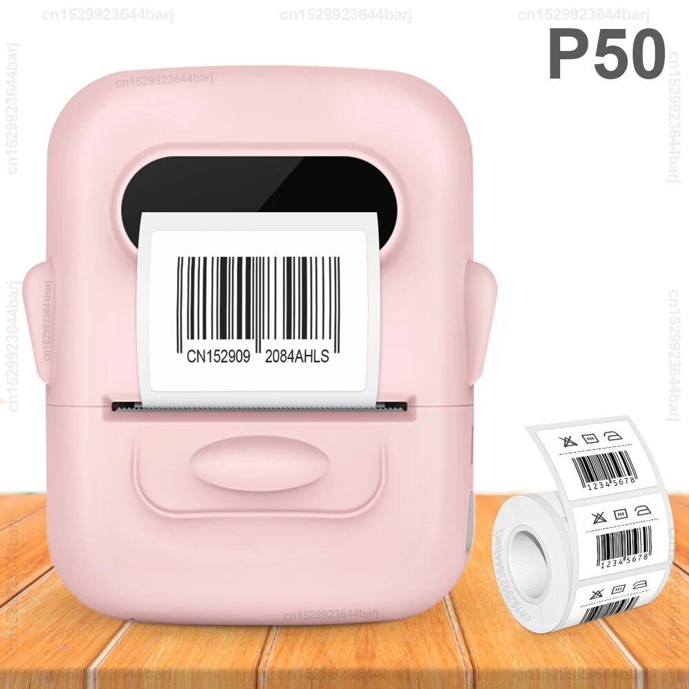 Ecowell Max P50 Беспроводной Термопринтер Этикеток Розовый, Pink Printer