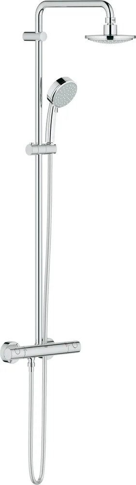 Душевая стойка Grohe Tempesta New 27922000 со смесителем, термостатическим, хром, глянцевая, душевая система с тропическим душем, с лейкой, латунная