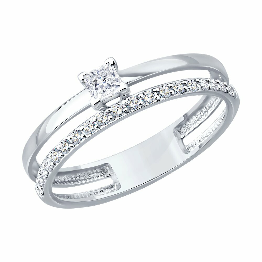 Кольцо SOKOLOV, белое золото, 585 проба, бриллиант выращенный