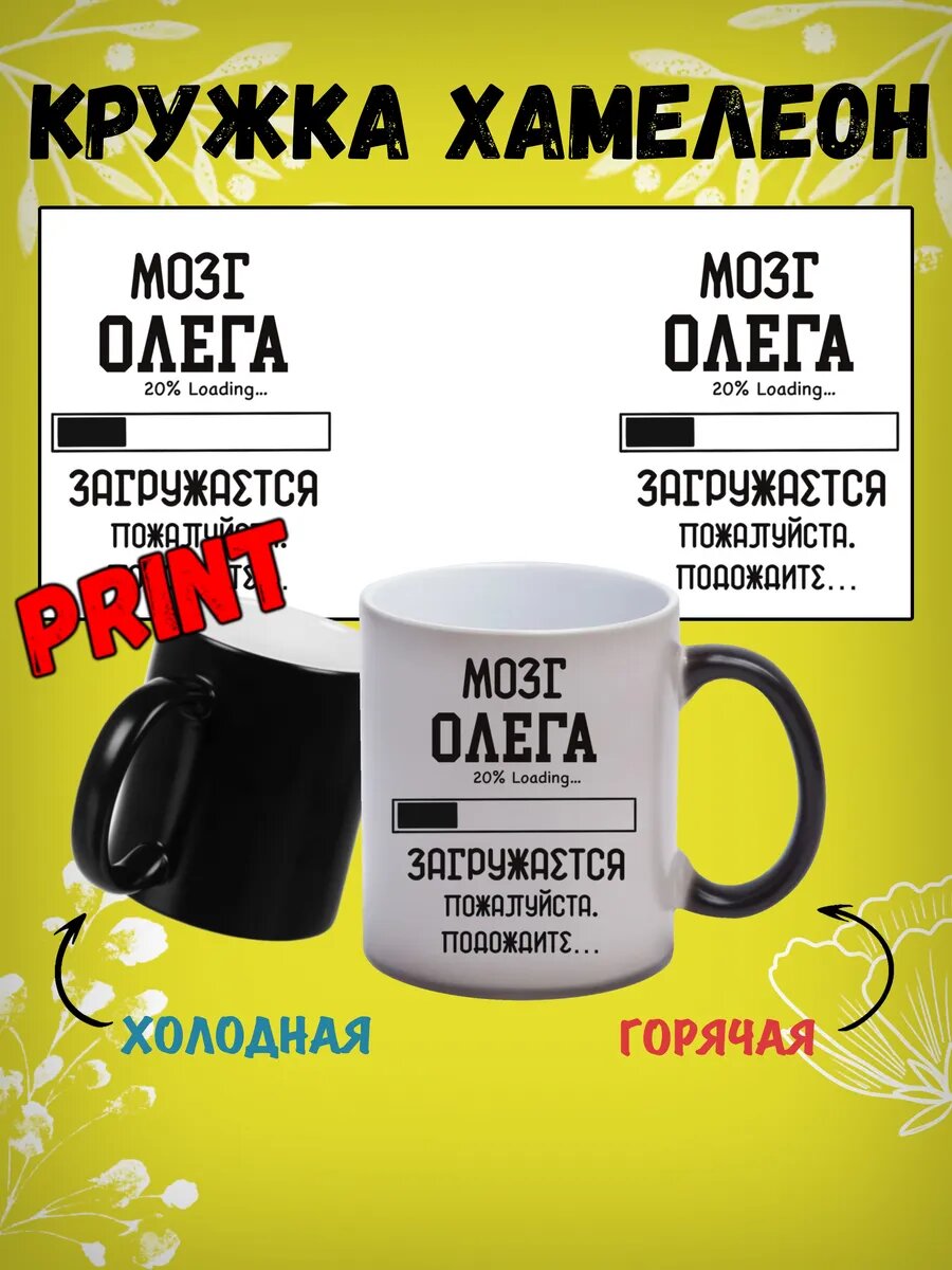 Именная подарочная кружка, хамелеон. 330 мл. Олег.